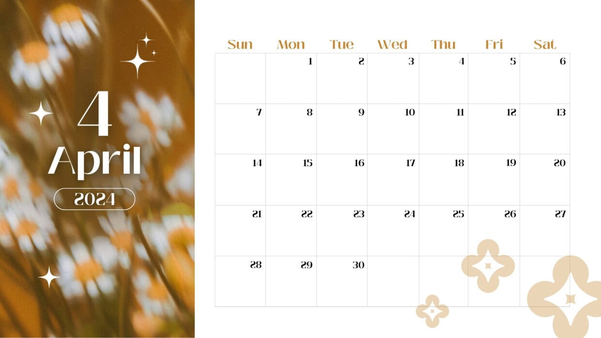 April 2024 Calendar Desktop Wallpapers - PixelsTalk