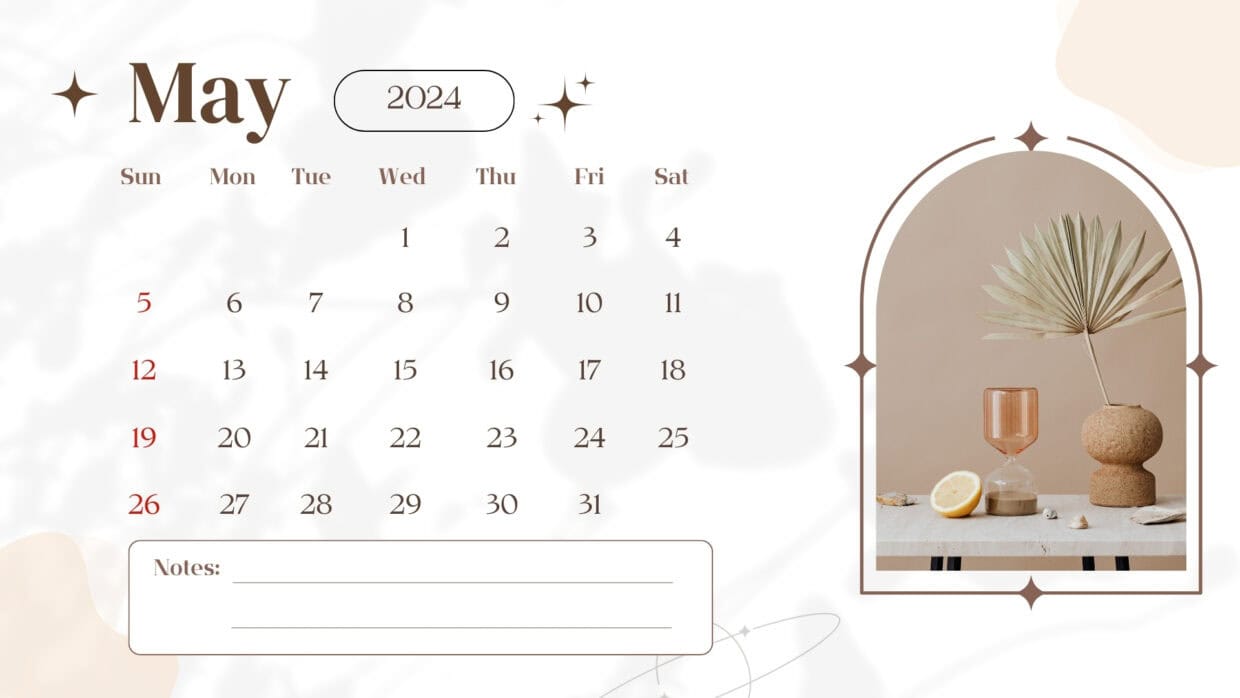 May 2024 Calendar Desktop Wallpapers - PixelsTalk