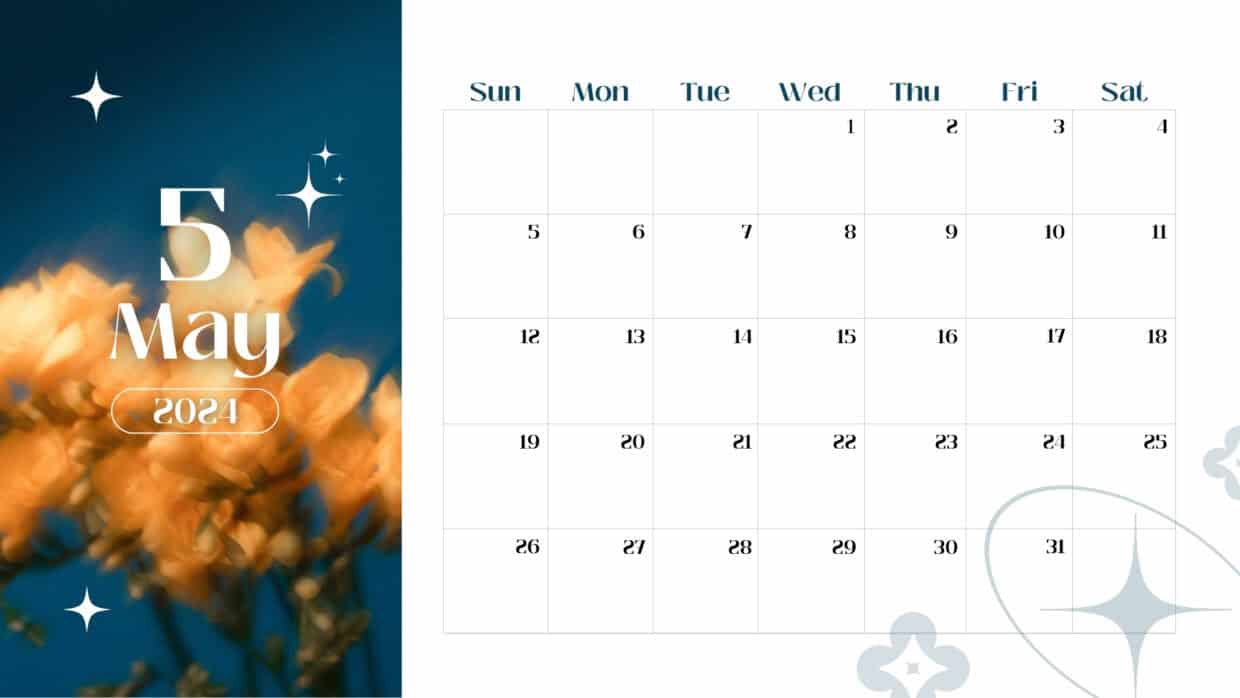 May 2024 Calendar Desktop Wallpapers - PixelsTalk