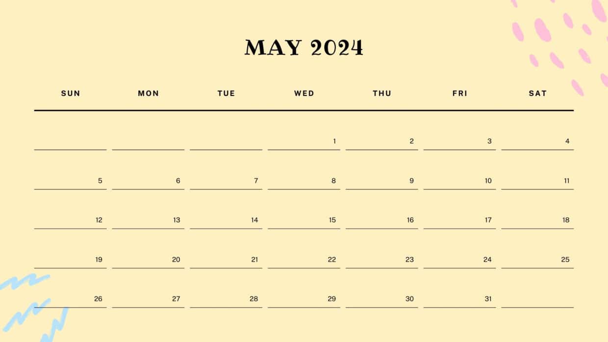 May 2024 Calendar Desktop Wallpapers - PixelsTalk