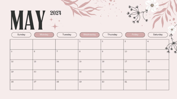 May 2024 Calendar Desktop Wallpapers - PixelsTalk