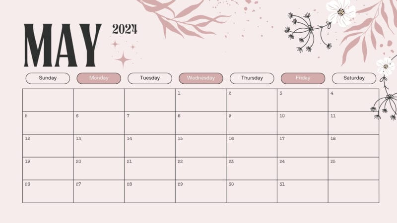 May 2024 Calendar Desktop Wallpapers - PixelsTalk