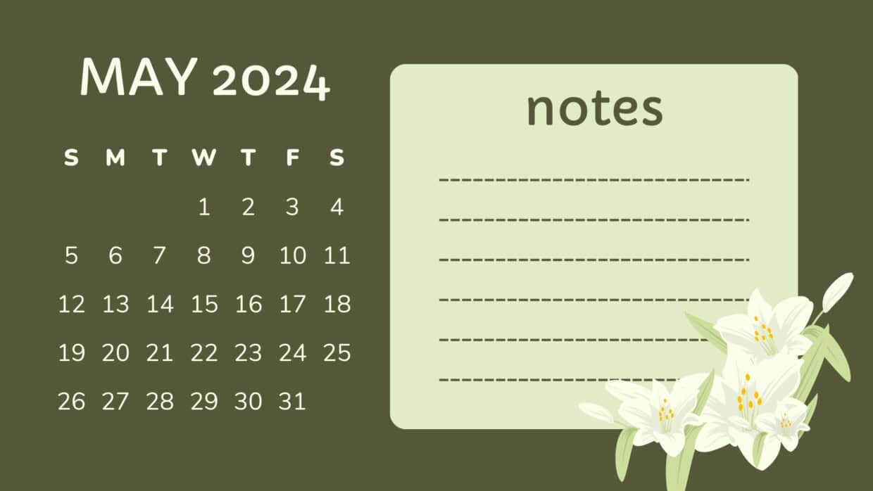 May 2024 Calendar Desktop Wallpapers - PixelsTalk