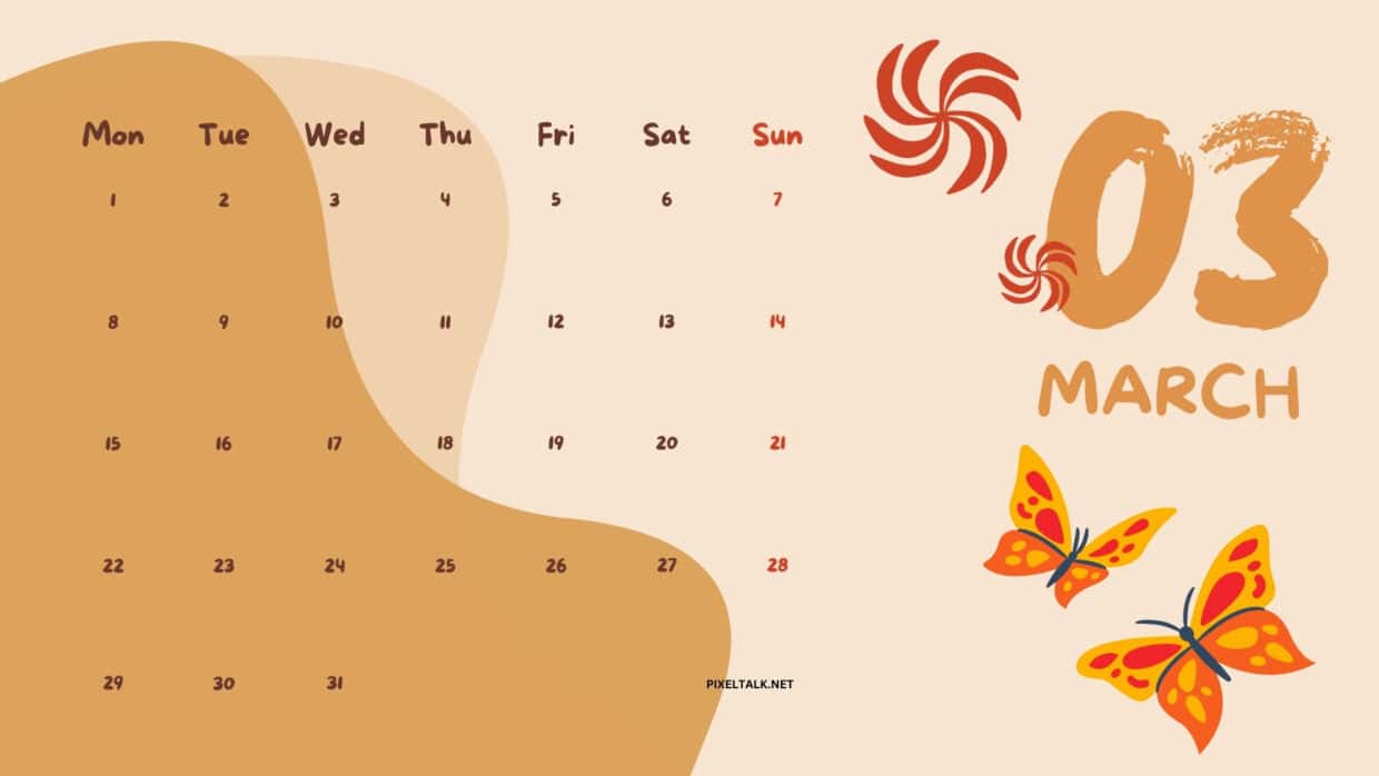 March 2024 Calendar Desktop Wallpapers - PixelsTalk