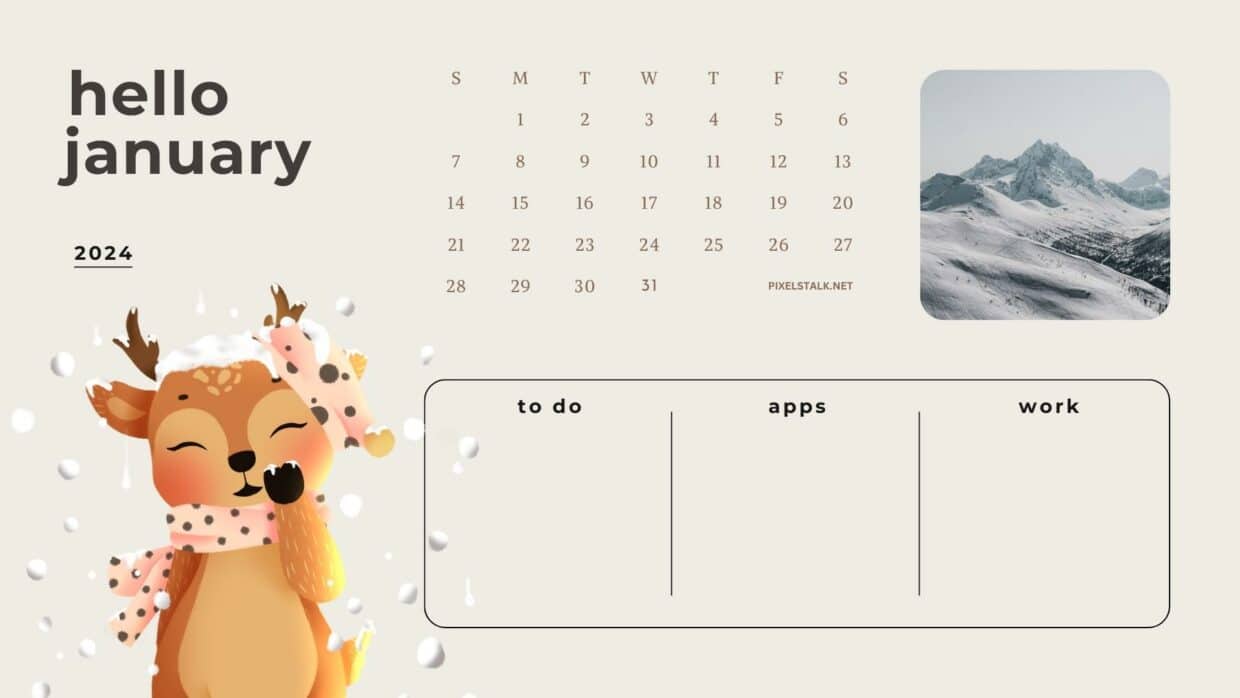January 2024 Calendar Background for Desktop - PixelsTalk