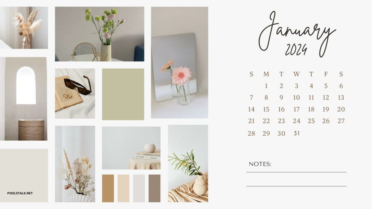 January 2024 Calendar Desktop Wallpapers - PixelsTalk