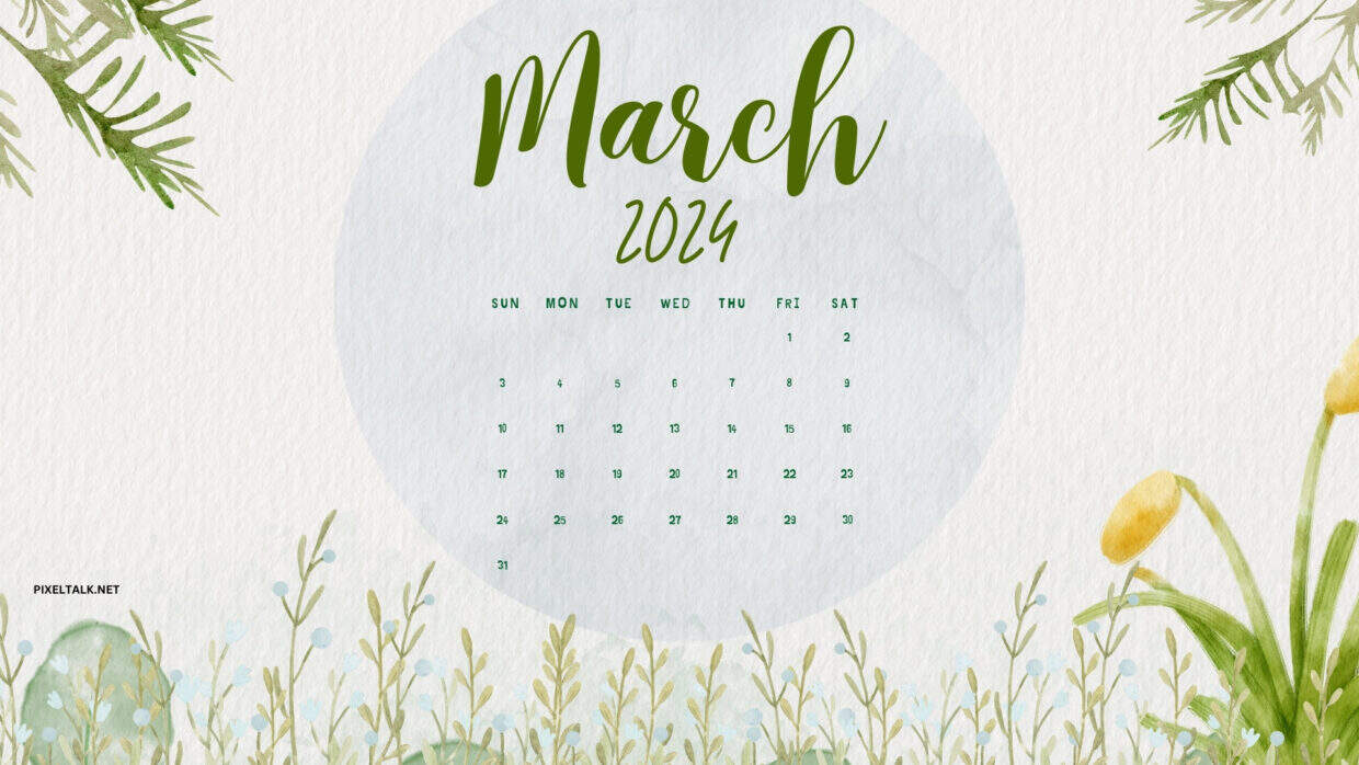 March 2024 Calendar Desktop Wallpapers - PixelsTalk