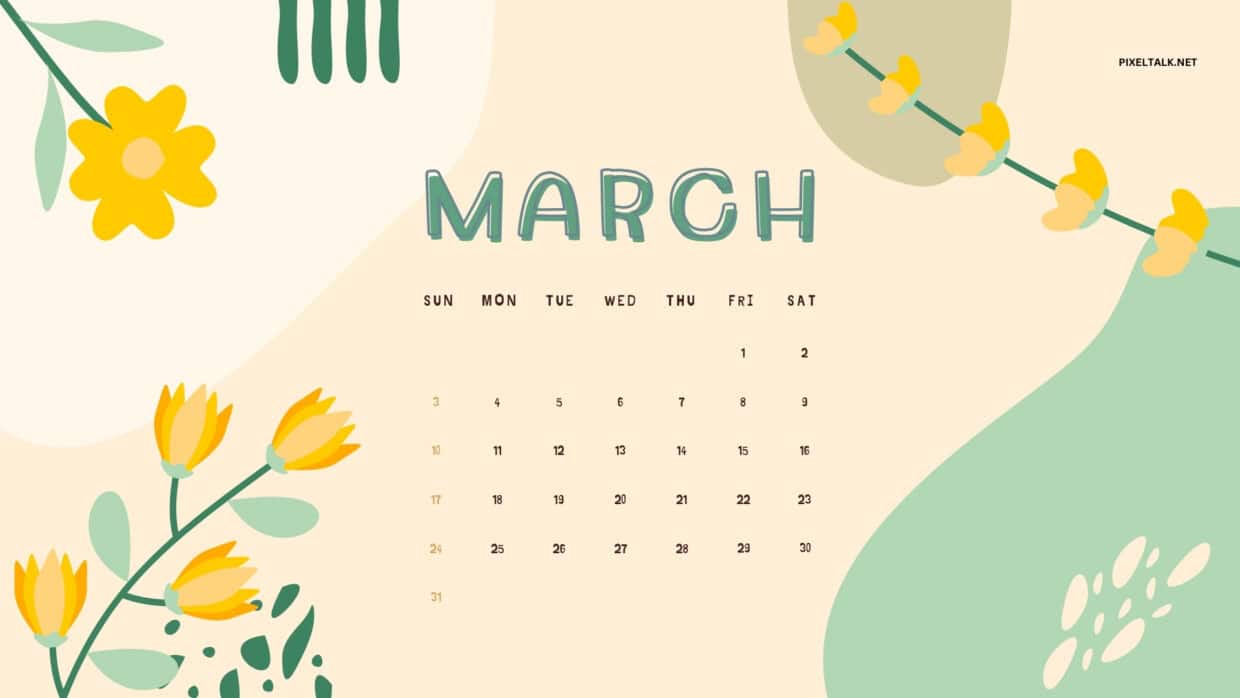 March 2024 Calendar Desktop Wallpapers - PixelsTalk