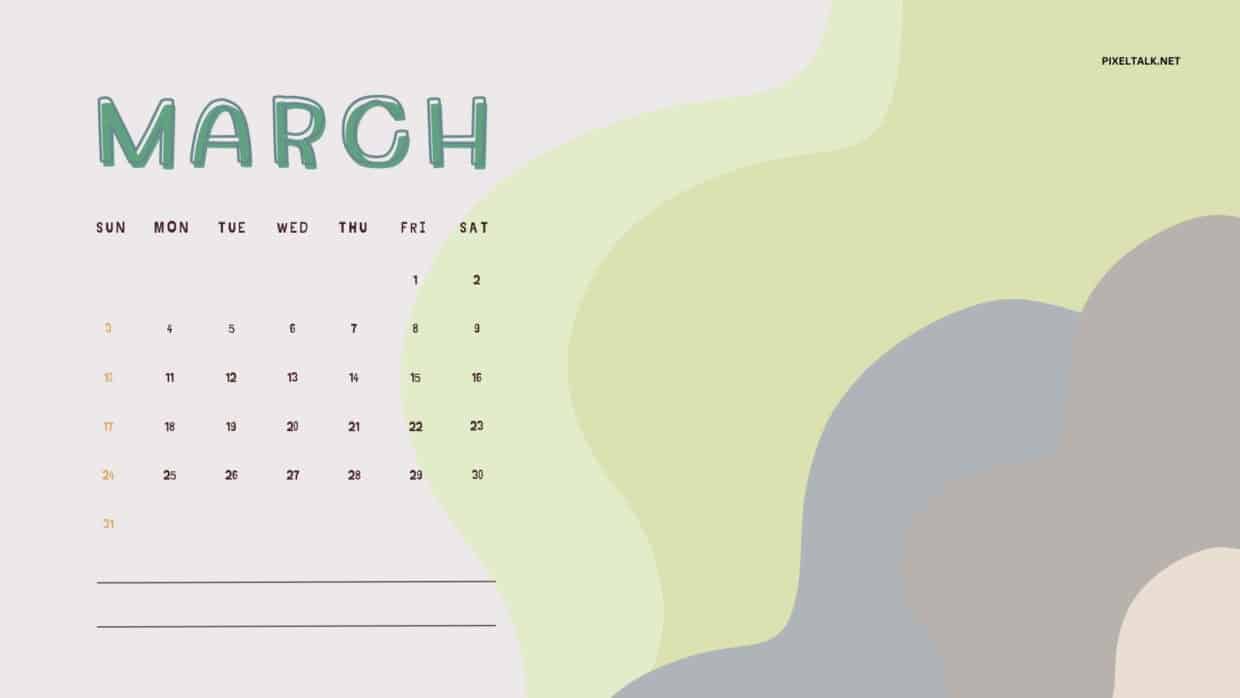 March 2024 Calendar Desktop Wallpapers - PixelsTalk