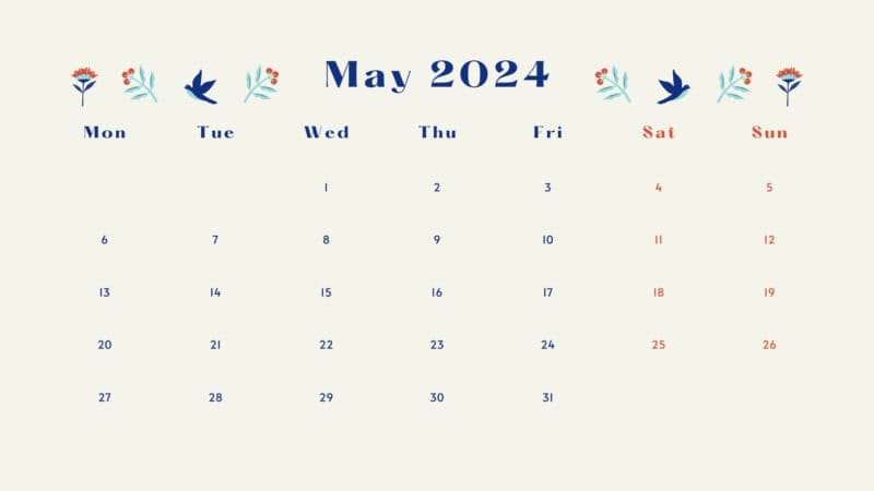 May 2024 Backgrounds for Desktop Calendar - PixelsTalk