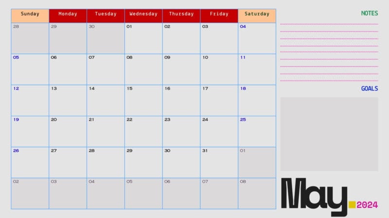 May 2024 Calendar Desktop Wallpapers - PixelsTalk