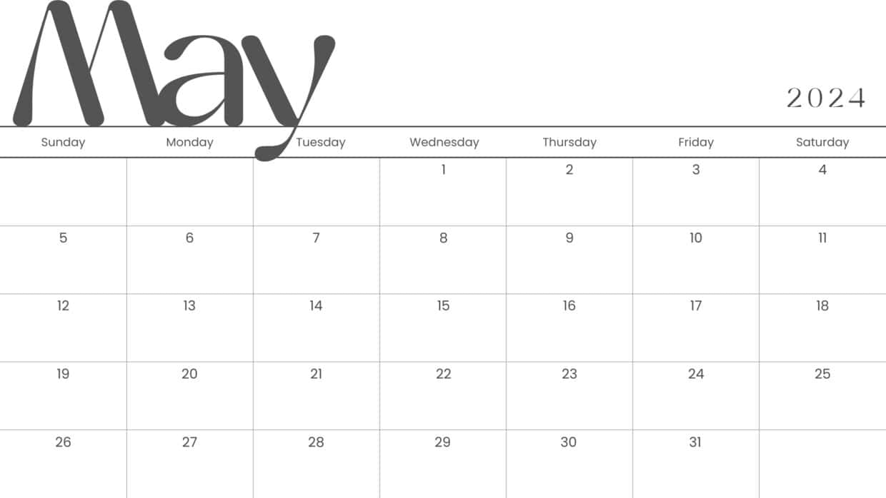 May 2024 Calendar Desktop Wallpapers - PixelsTalk