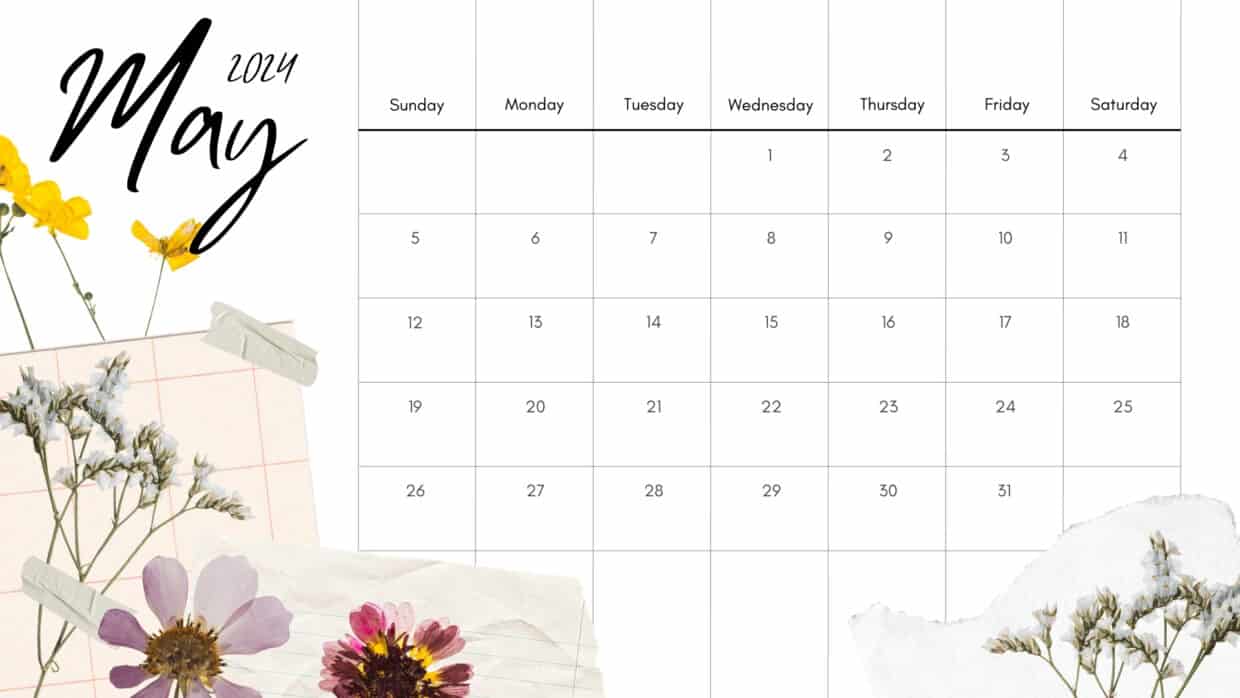 May 2024 Calendar Desktop Wallpapers - PixelsTalk