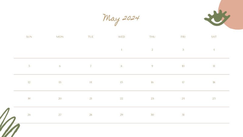 May 2024 Calendar Desktop Wallpapers - PixelsTalk