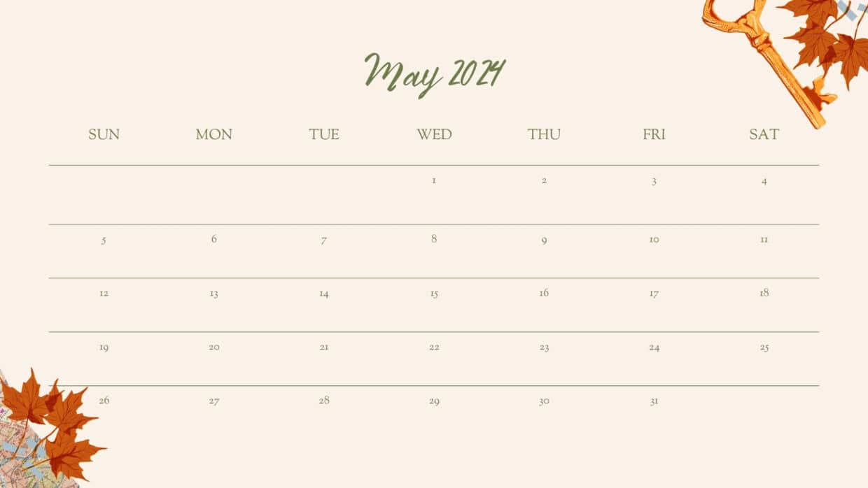 May 2024 Calendar Desktop Wallpapers - PixelsTalk