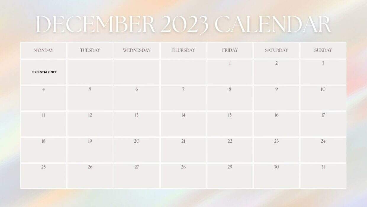 December 2023 Calendar Backgrounds for Desktop - PixelsTalk