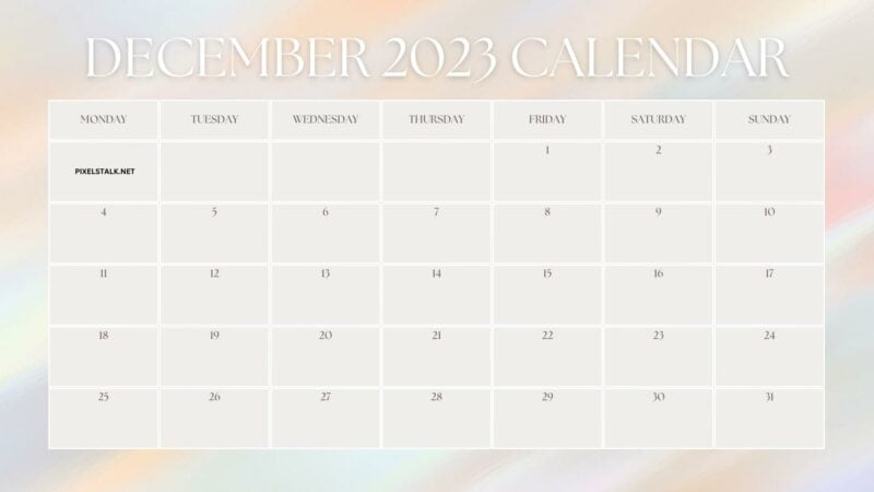 December 2023 Calendar Backgrounds for Desktop - PixelsTalk