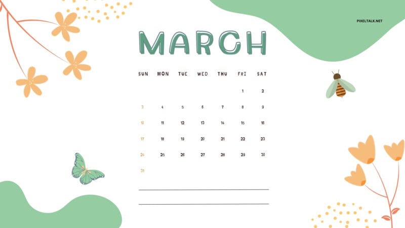 March 2024 Calendar Desktop Wallpapers - PixelsTalk