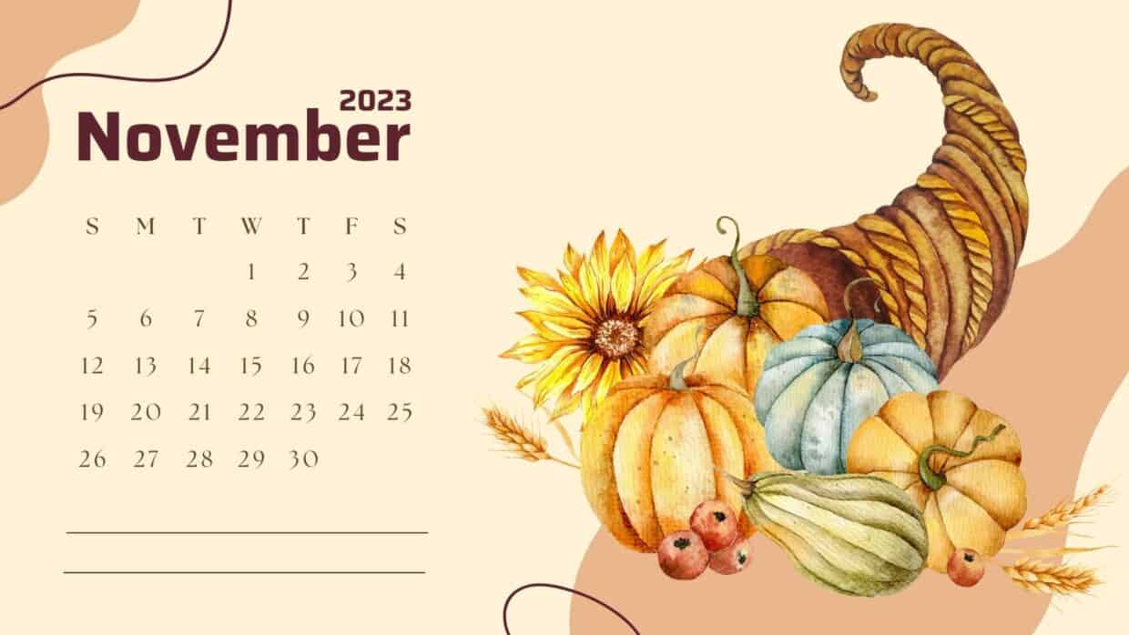 November 2023 Calendar Desktop Wallpapers - PixelsTalk