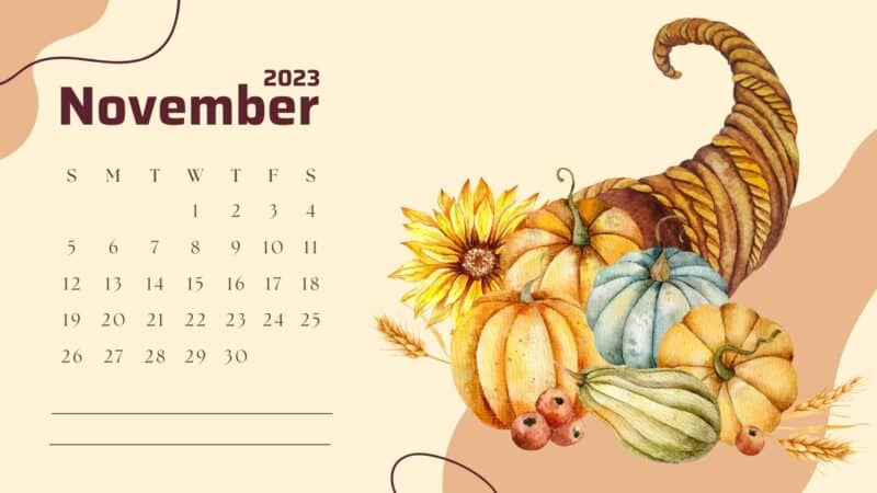 November 2023 Calendar Desktop Wallpapers - PixelsTalk