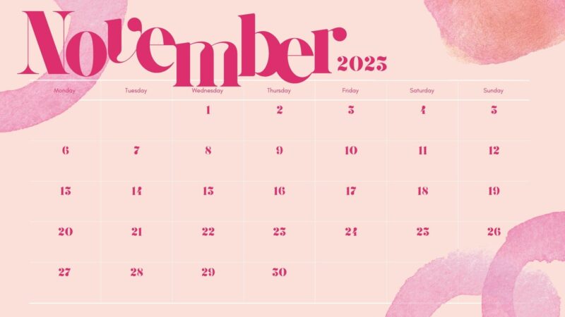 November 2023 Calendar Desktop Wallpapers - PixelsTalk