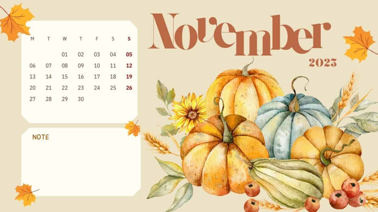 November 2023 Calendar Desktop Wallpapers - PixelsTalk