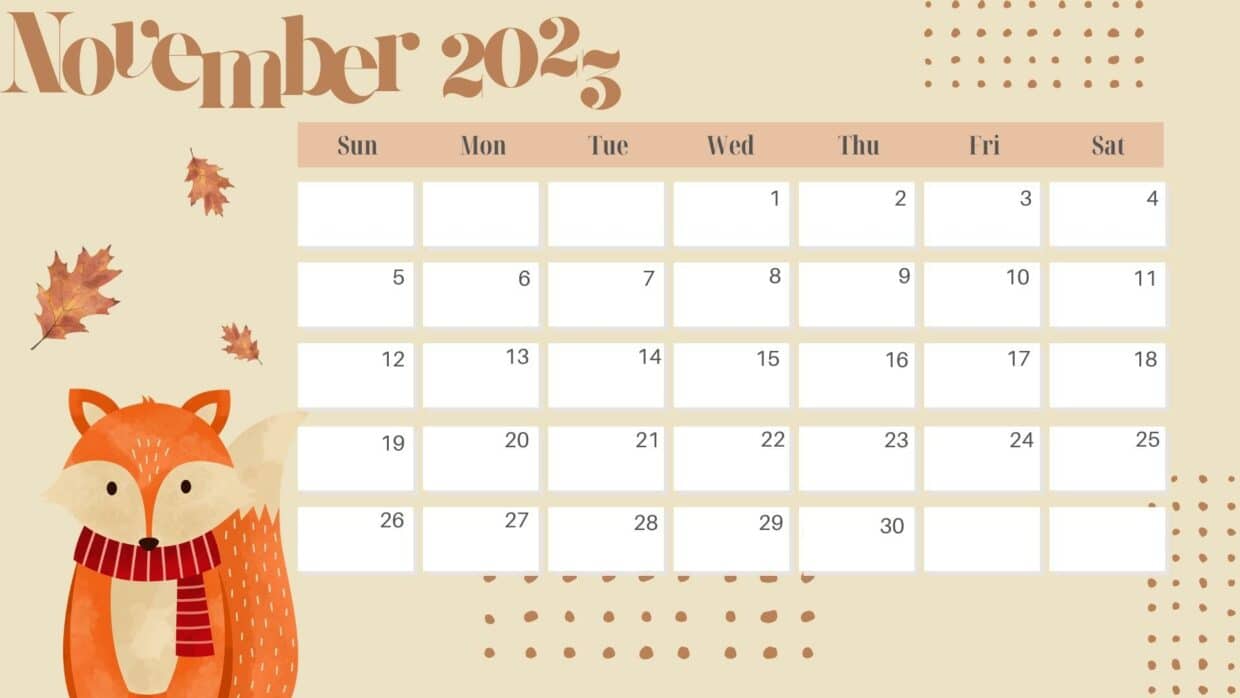 November 2023 Calendar Desktop Wallpapers - PixelsTalk