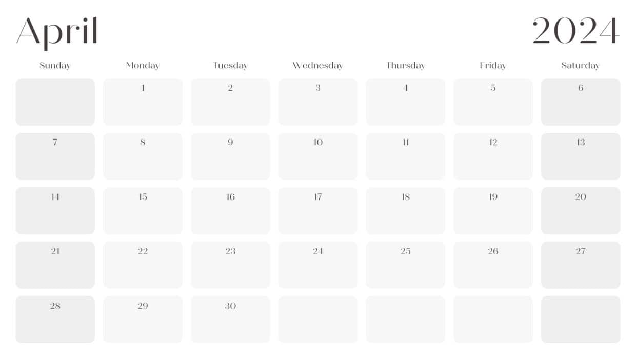April 2024 Calendar Desktop Wallpapers - PixelsTalk
