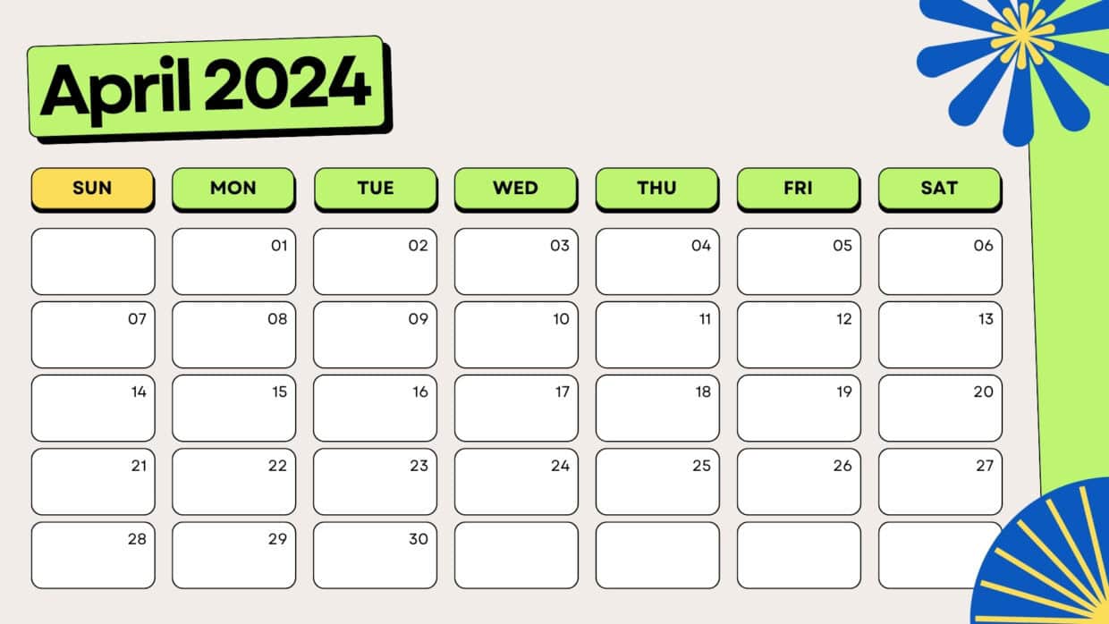 April 2024 Calendar Desktop Wallpapers - PixelsTalk
