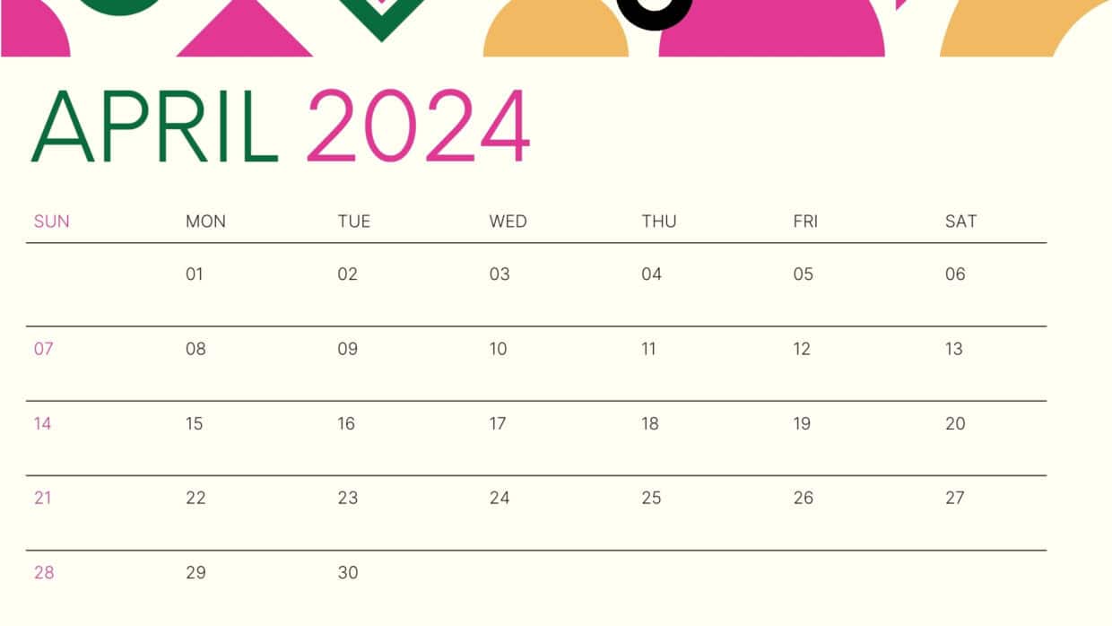 April 2024 Calendar Desktop Wallpapers - PixelsTalk