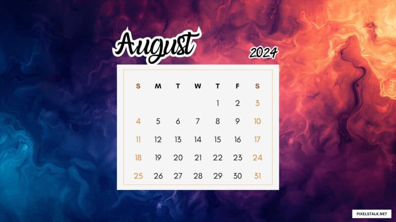 August 2024 Calendar Desktop Wallpapers HD - PixelsTalk