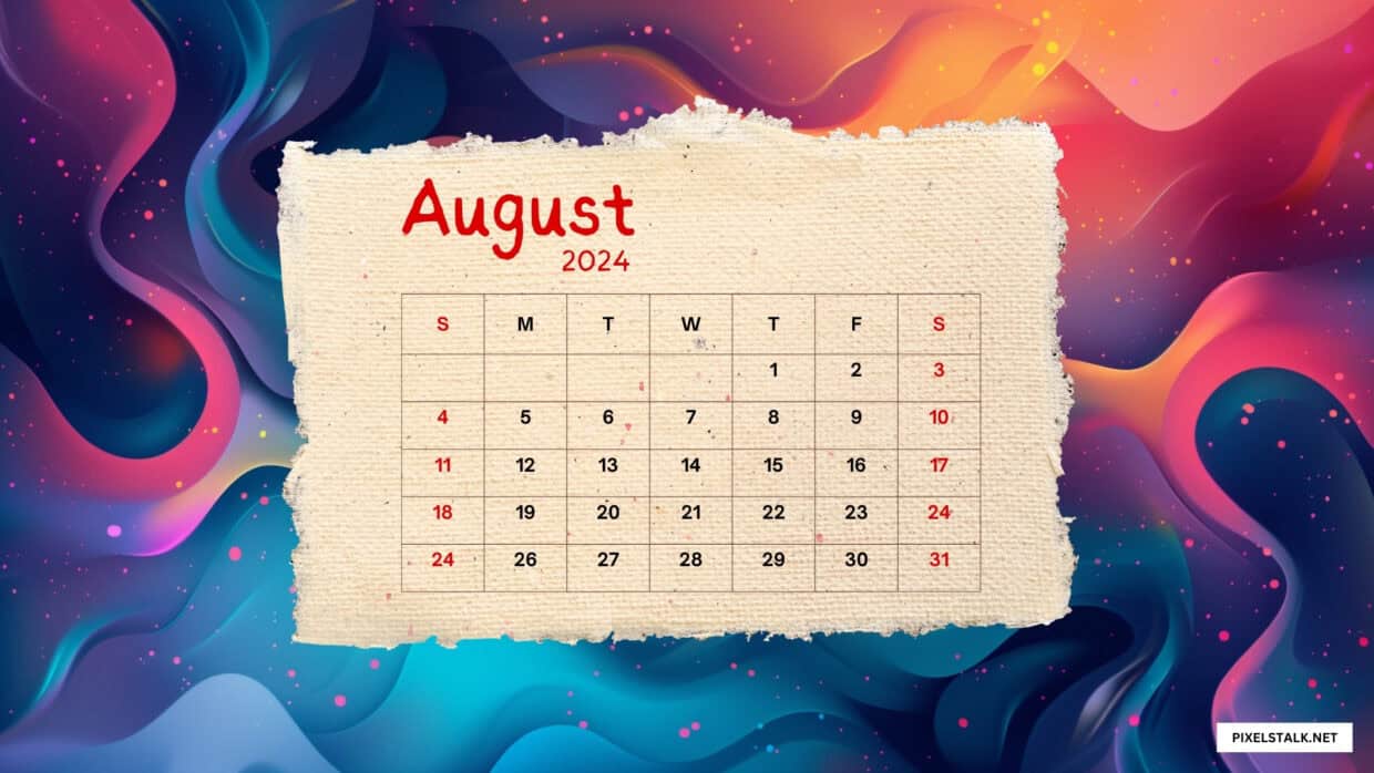 August 2024 Calendar Desktop Wallpapers HD - PixelsTalk