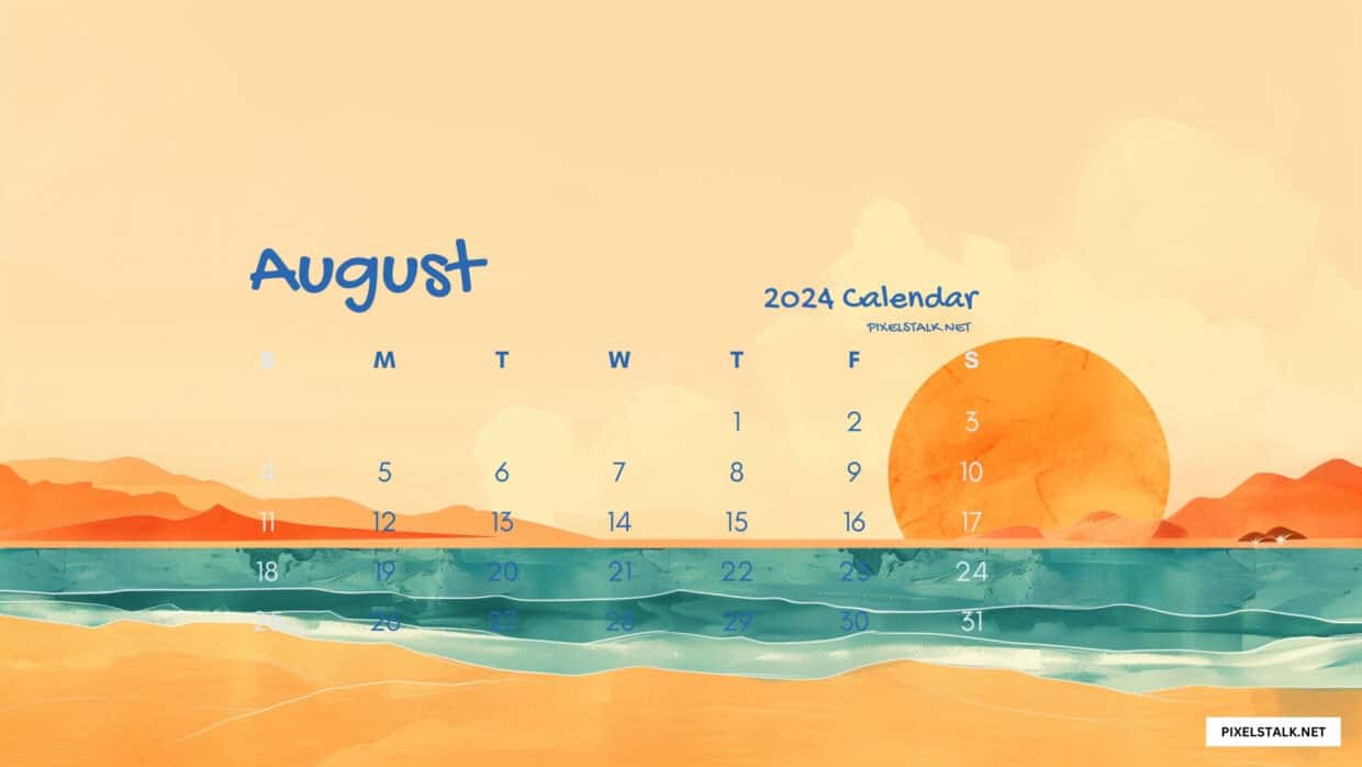 August 2024 Calendar Desktop Wallpapers HD - PixelsTalk