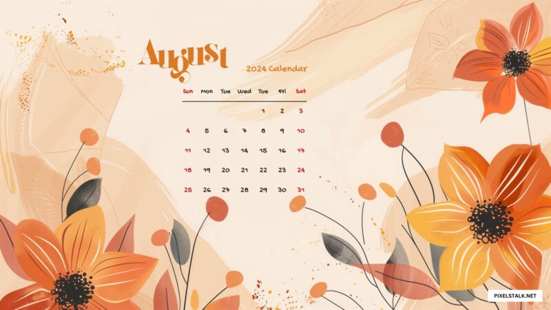 August 2024 Calendar Desktop Wallpapers HD - PixelsTalk
