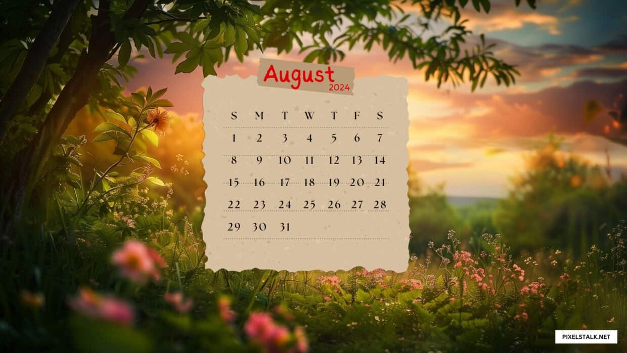 August 2024 Calendar Desktop Wallpapers HD - PixelsTalk