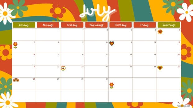 July 2024 Calendar Desktop Wallpapers HD - PixelsTalk