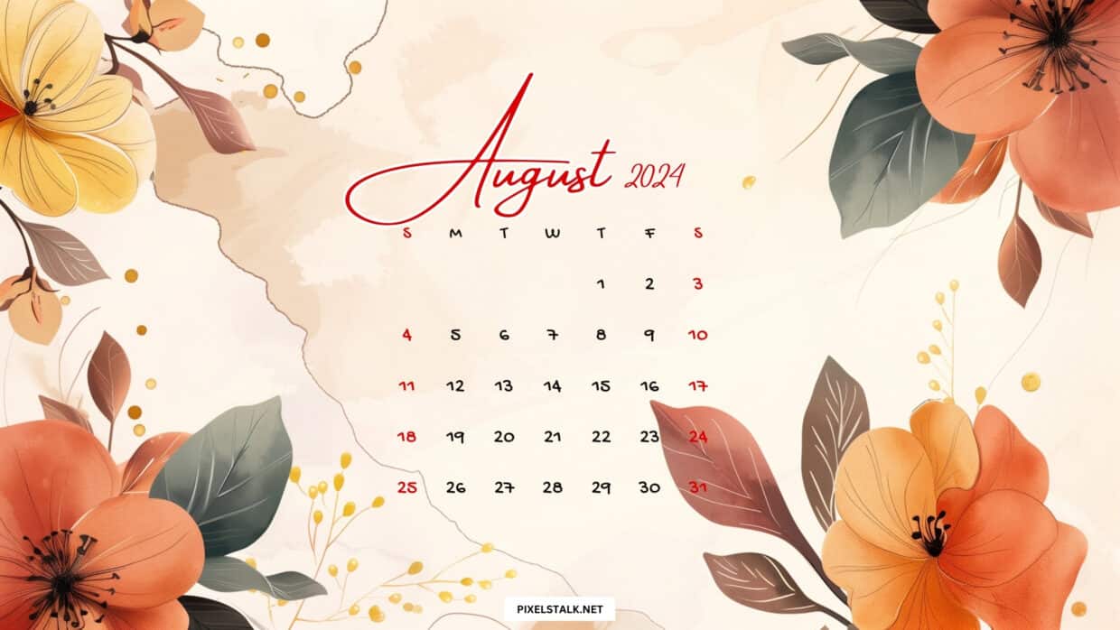 August 2024 Calendar Desktop Wallpapers HD - PixelsTalk