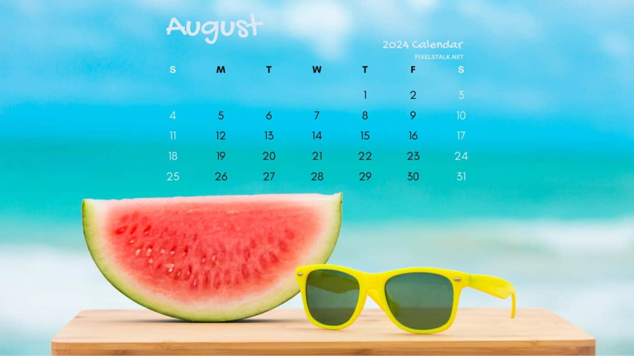 August 2024 Calendar Desktop Background - PixelsTalk
