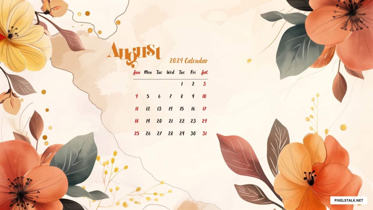 August 2024 Calendar Desktop Wallpapers HD - PixelsTalk