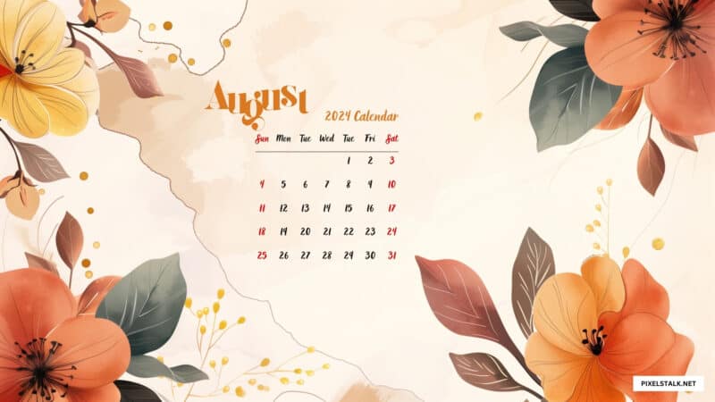 August 2024 Calendar Desktop Wallpapers HD - PixelsTalk