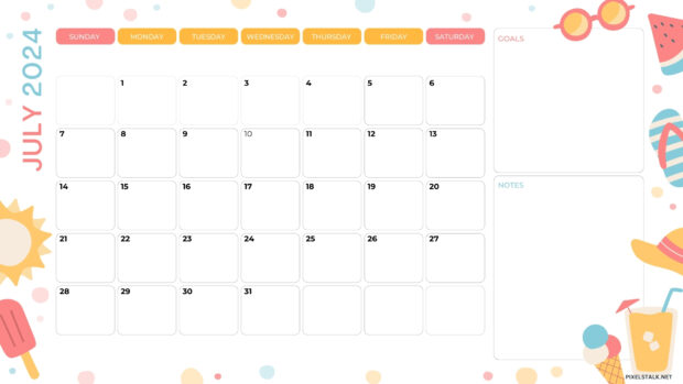 July 2024 Calendar Wallpapers HD - PixelsTalk