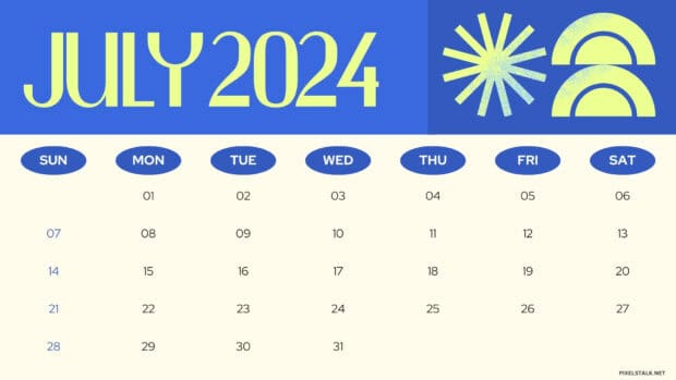 July 2024 Backgrounds Calendar - PixelsTalk