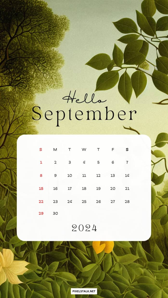 September 2024 Calendar iPhone Wallpapers for Mobile devices - PixelsTalk