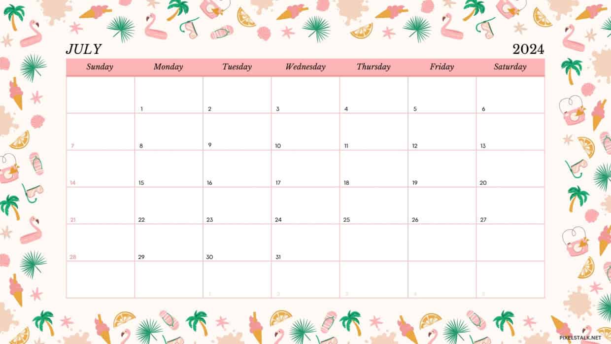 July 2024 Backgrounds Calendar - PixelsTalk