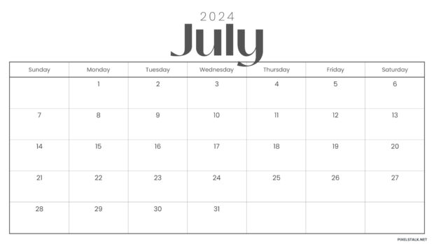 July 2024 Backgrounds Calendar - PixelsTalk