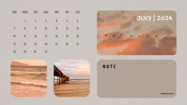 July 2024 Calendar Desktop Wallpapers HD - PixelsTalk