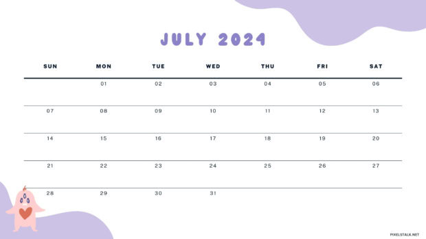 July 2024 Calendar Desktop Wallpapers HD - PixelsTalk
