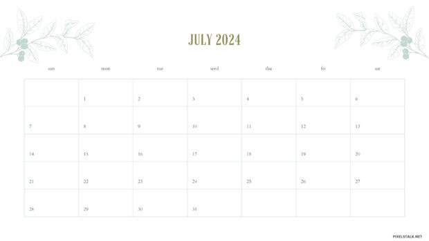 July 2024 Calendar Desktop Wallpapers HD - PixelsTalk
