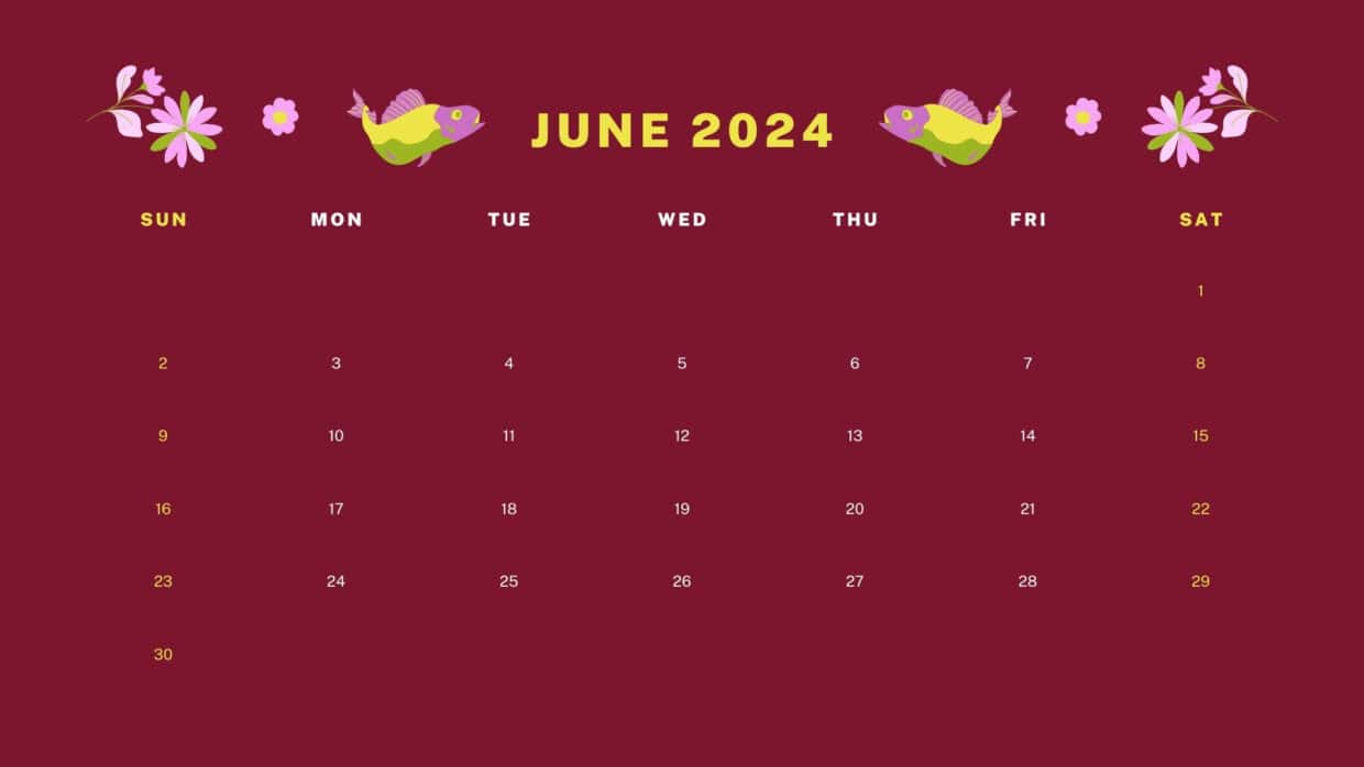 June 2024 Calendar Backgrounds for Desktop PC - PixelsTalk