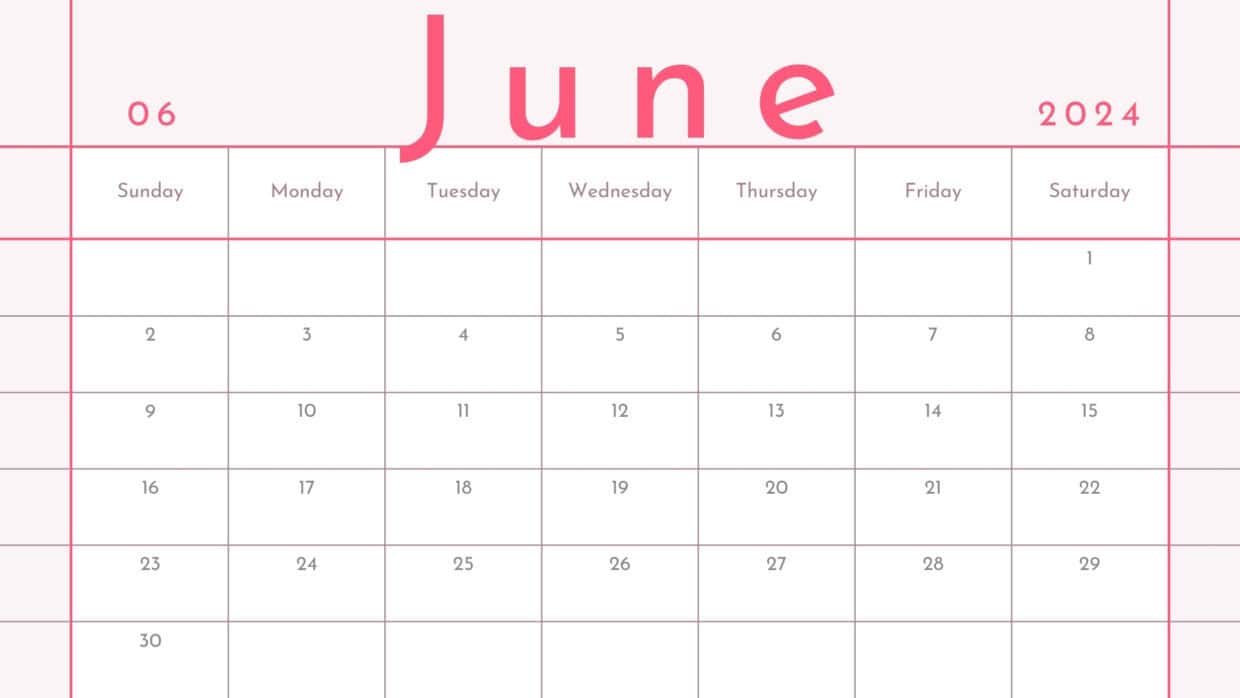 June 2024 Calendar Desktop Wallpapers HD - PixelsTalk